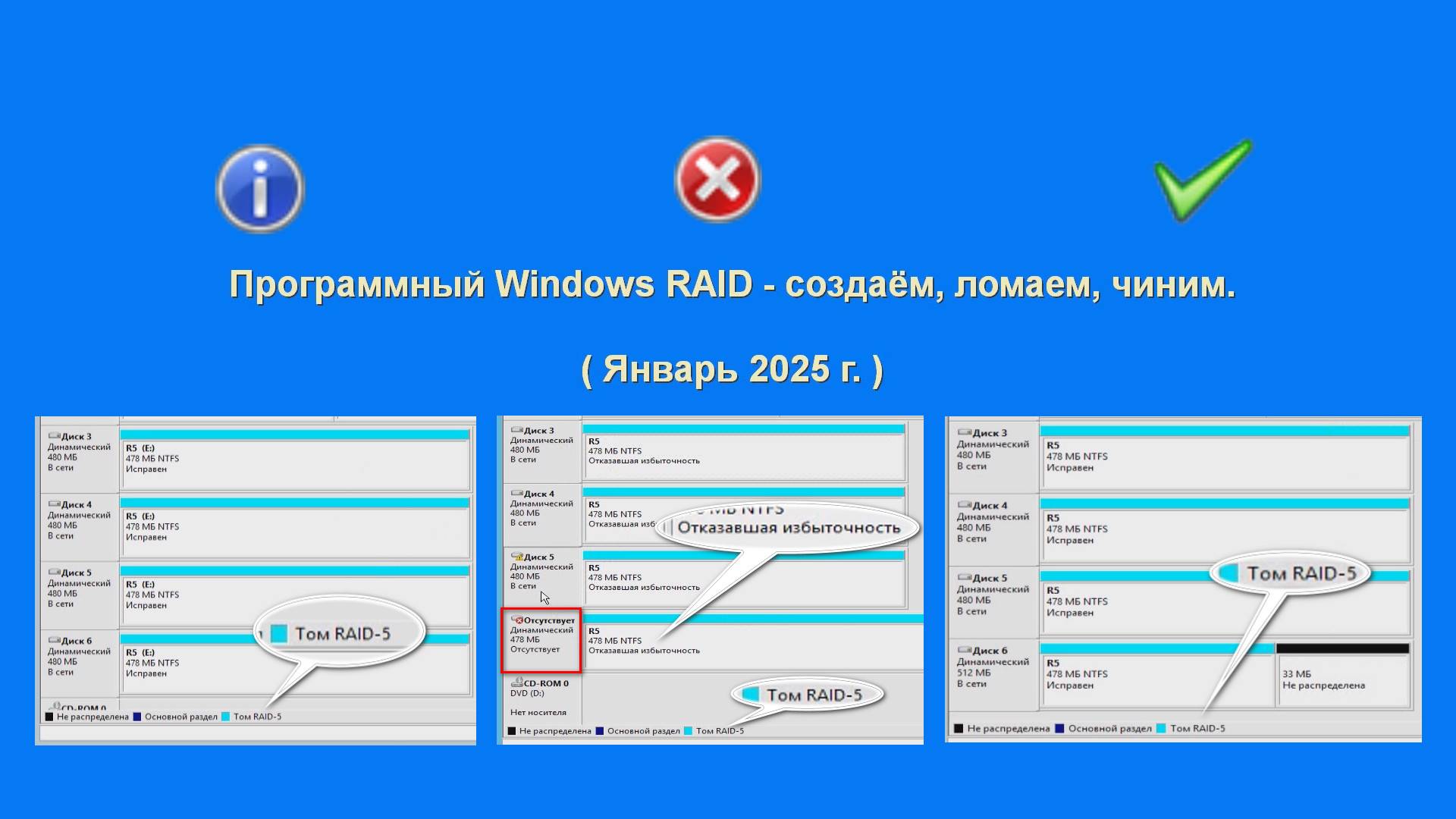 Программный Windows RAID - создаём, ломаем, чиним.