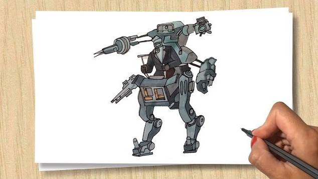 Рисуем Камерамена на роботе Скибиди Туалет _ Dual Buzzsaw Mutant Toilet