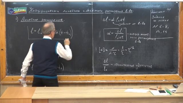 Урок физики 100 (осн). Коэффициенты линейного и объемного расширения тел