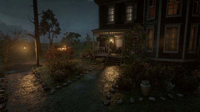 Красивая гроза с сильным дождем и ветром.