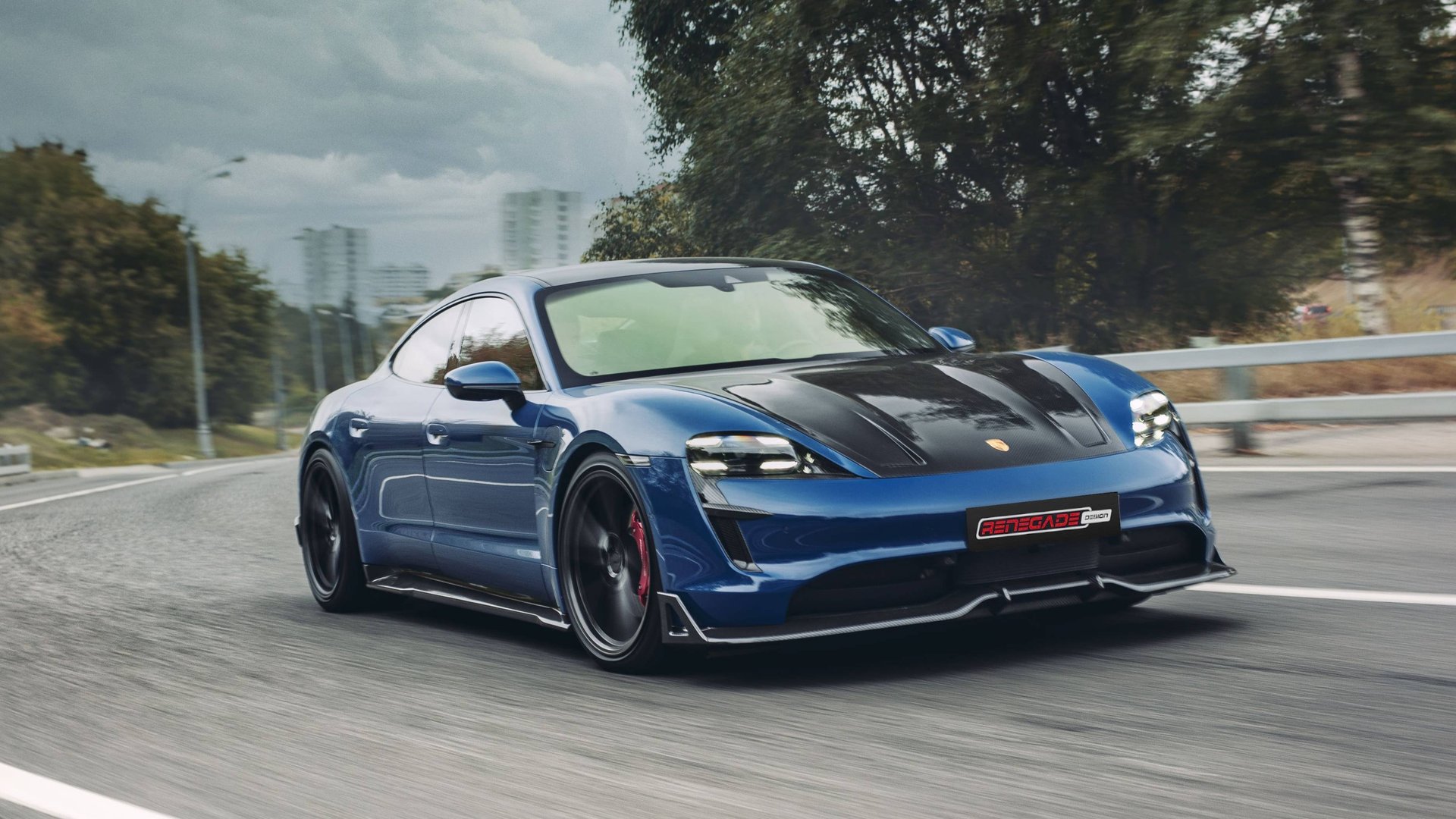 Карбоновый обвес для Porsche Taycan + 21-дюймовые кованые диски от Renegade Design