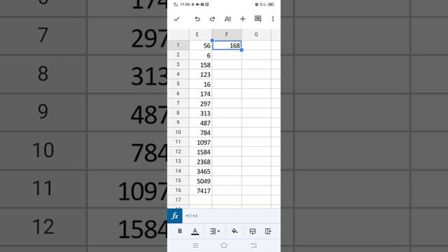 Мобильный Excel занесение копии формулы в столбец