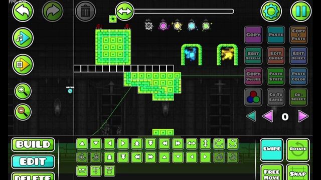 Строю уровень за 10 сек,1 минуту,5 минут и 15 минут в geometry dash.