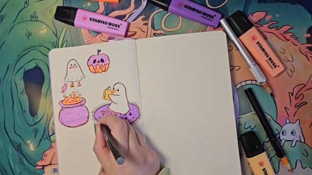 Chill Halloween drawing : cute spooky ducks in my sketchbook