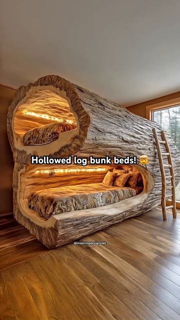 Двухъярусные кровати из полого бревна