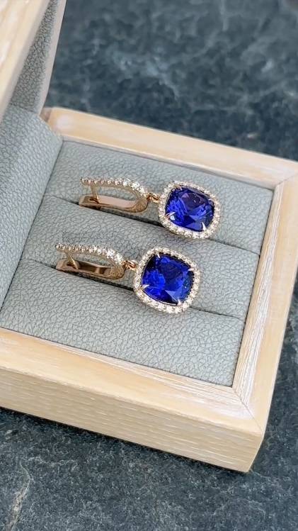 Серьги с танзанитами и бриллиантами