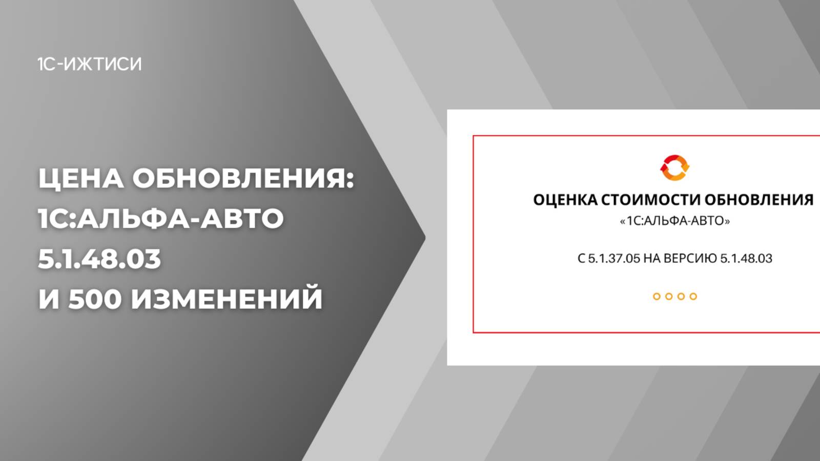 Стоимость обновления «1С:Альфа-Авто» с версии 5.1.37.05 на 5.1.48.03