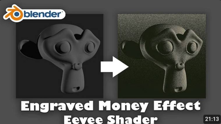Эффект выгравированных денег - Полутоновый шейдер Blender