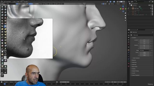 17. Feedback on a male head 01