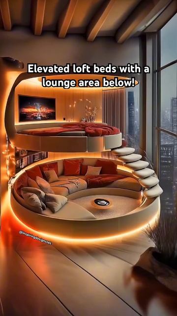 Кровати-лофт, под которыми есть зона отдыха