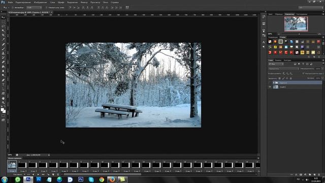 Снегопад (работа с футажом) фотошоп Ps6