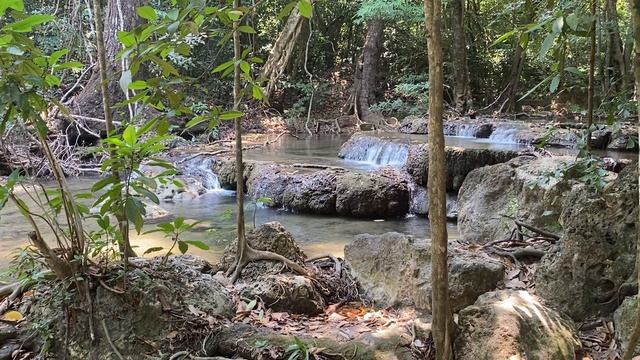 Водопад Эраван / Таиланд / видеофон / живой звук / футаж