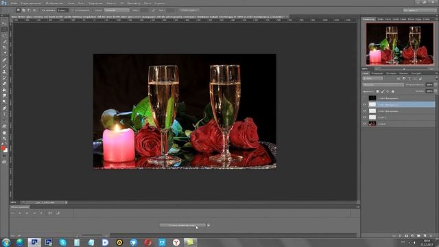 Блеск шумом, анимация свечи, блики осветлителем