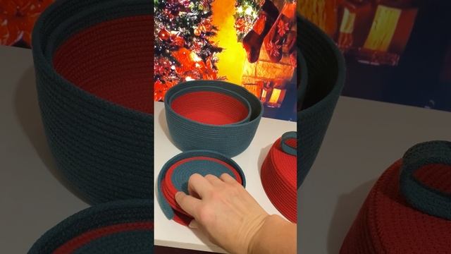 Набор корзин и подставок из хлопкового шнура