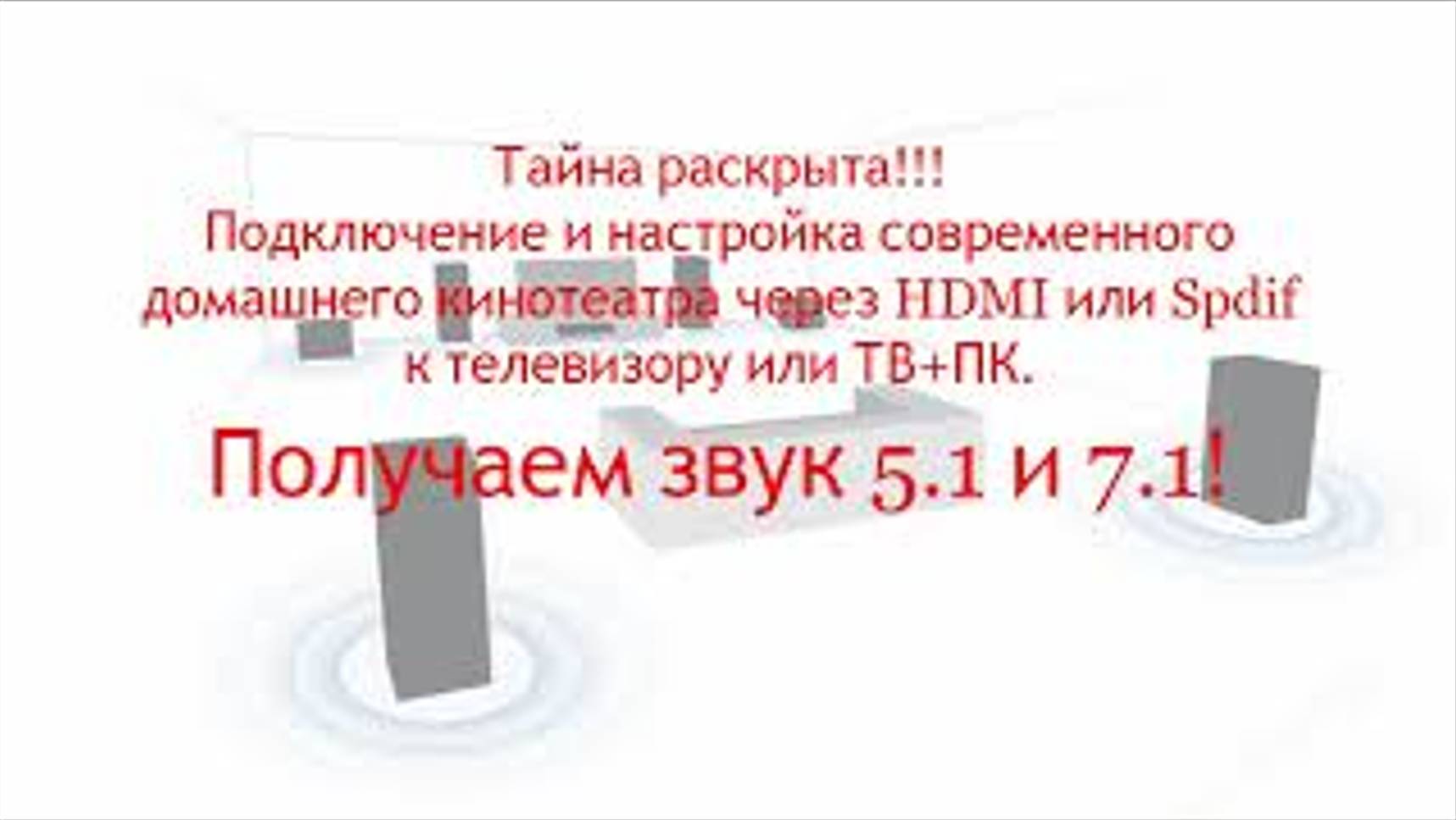 Получаем звук 5.1 на домашнем кинотеатре через HDMI или Spdif подключенный к ТВ или ТВ+ПК
