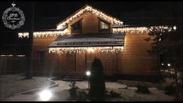 Сезон 2018-2019 Работы по оформлению фасадов гирляндами  Новогодние украшение домов