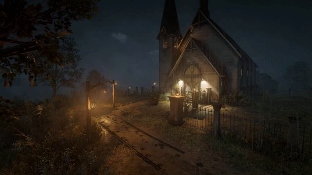 Шум дождя с громом и сильная гроза в церкви.