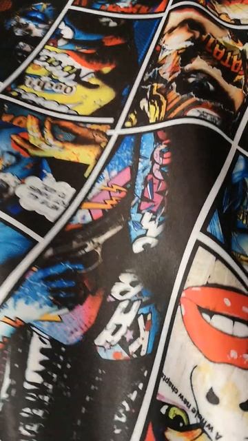 Ткань подкладочная (атлас, Комиксы, синие) Артикул: 06458