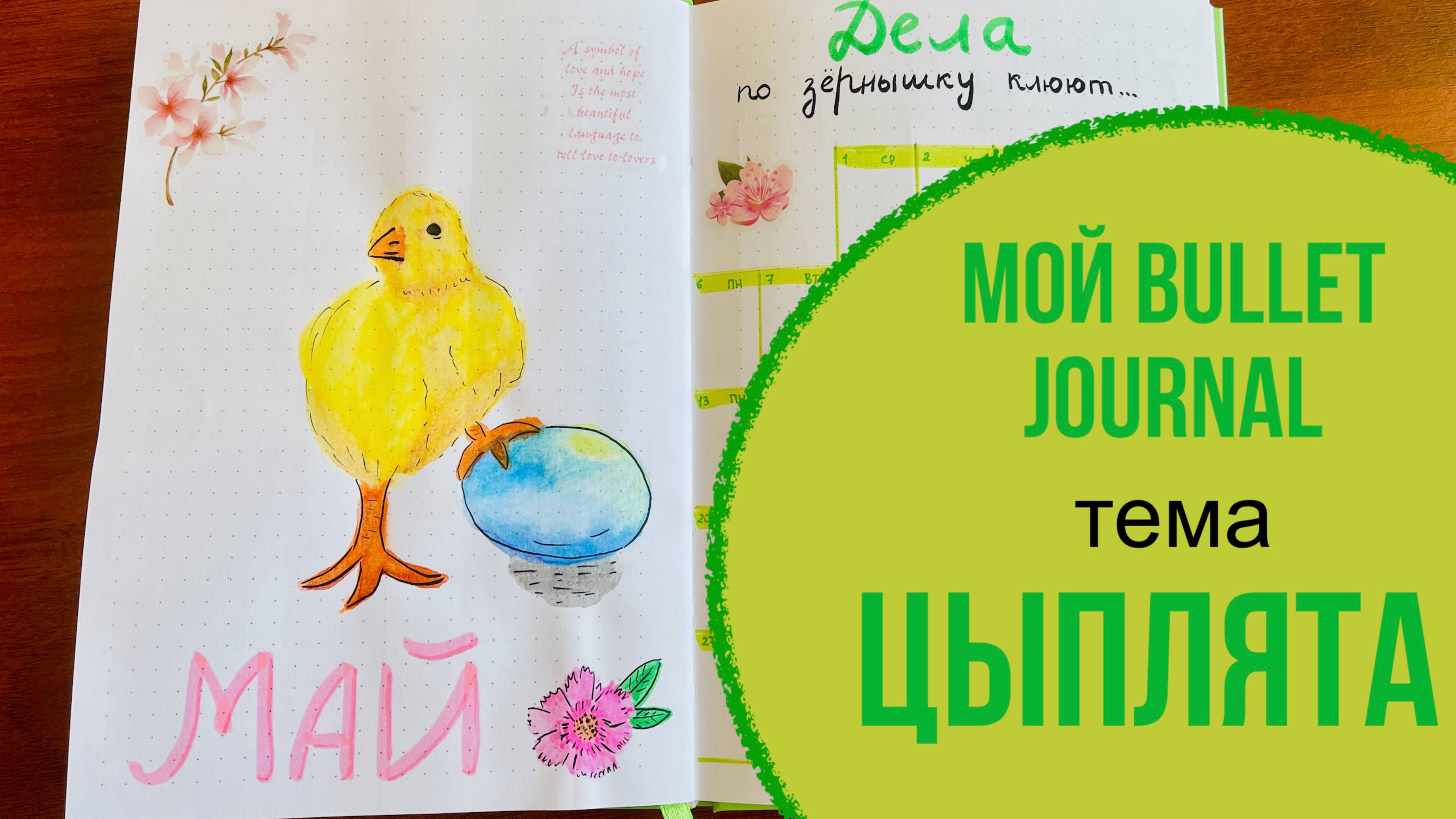 Мой ежедневник на Май - Bullet Journal. Тема - Цыплята!
