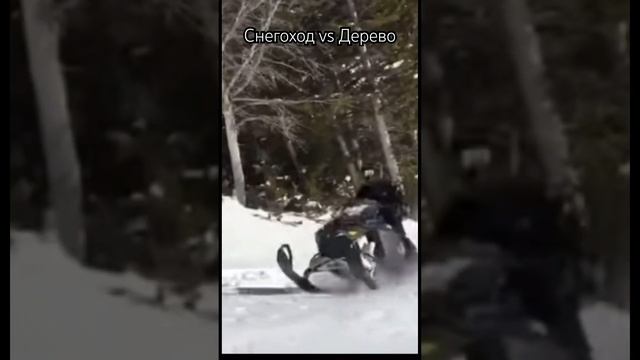 Снегоход против дерева. Скоро новый сезон, готовимся - не забываем купить защитную экипировку.