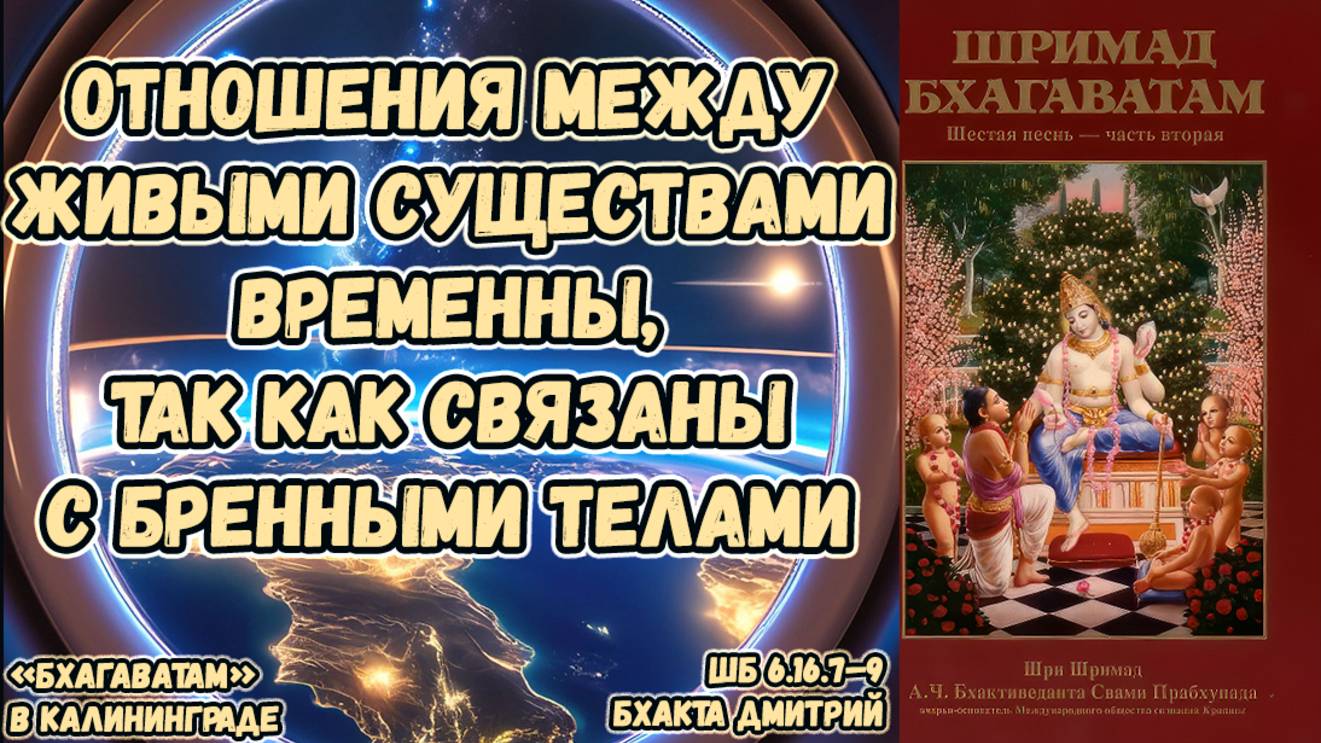 Отношения между живыми существами временны, так как связаны с бренными телами. Дмитрий. ШБ 6.16.7–9