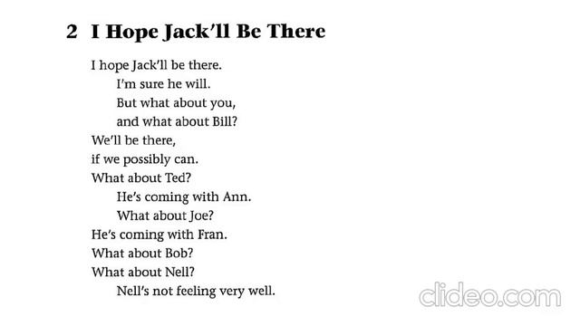 GrammarChants 10.2 I hope Jack will be there