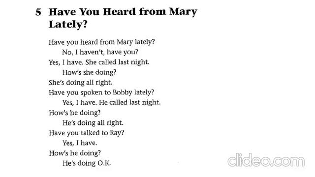 GrammarChants 13.5 Have you heard from Mary lately