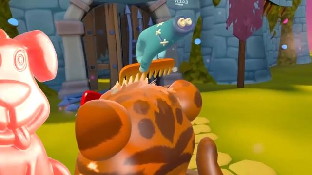 Желейный пёс Стасик ухаживает за животными за Лисичкой Медведем Тигром Козой и Драконом