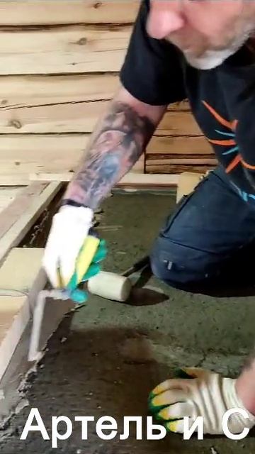 15. Укладка первого ряда кирпичей русской печи