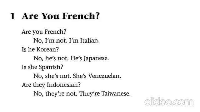 GrammarChants 1.1 Are you French