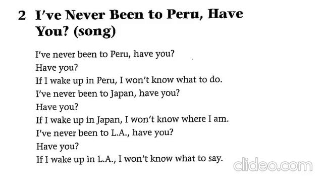 GrammarChants 13.2 Ive never been to Peru
