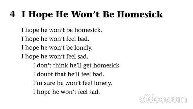 GrammarChants 10.4 I hope he wont be homesick