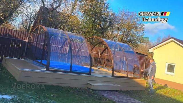 Павильон для бассейна Размеры 4,0х3,7х1,85м. Цвет Коричневый. Прозрачный поликарбонат