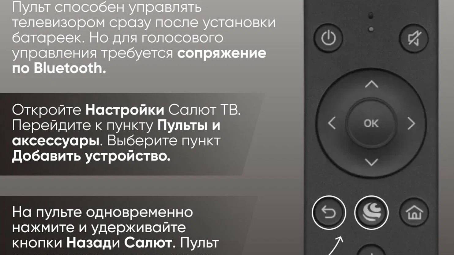 Пульт SBDV-00001 SBDV-00002 для SberBOX (Сбербокс) и для всех телевизоров на базе Салют ТВ
