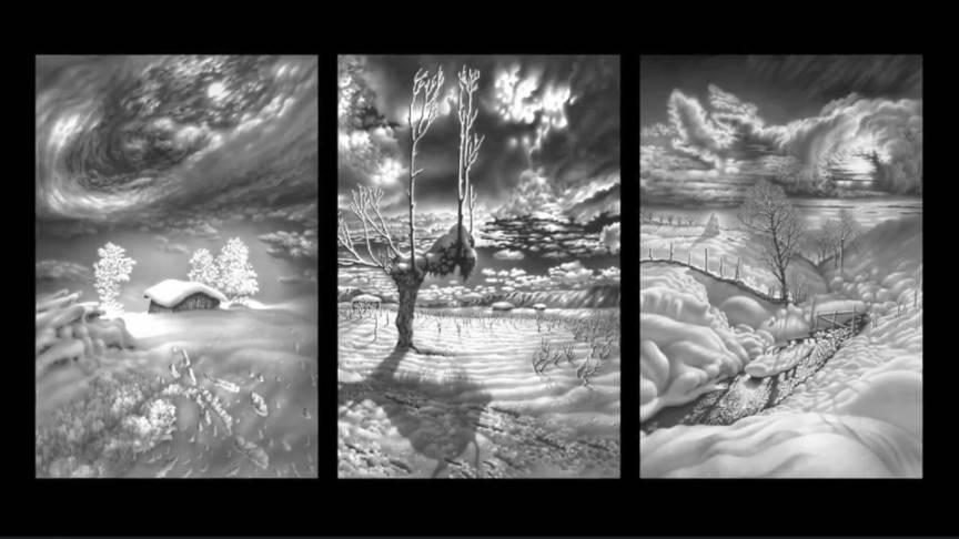 УДИВИТЕЛЬНЫЕ ЗИМНИЕ ПЕЙЗАЖИ КАРАНДАШОМ  ГУРАМА ДОЛЕНДЖАШВИЛИ.