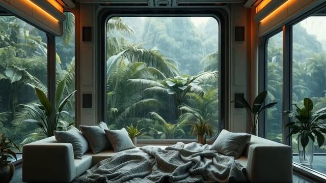 Красивая расслабляющая  фоновая музыка для медитаций, отдыха и сна.Шум и звуки тропического дождя