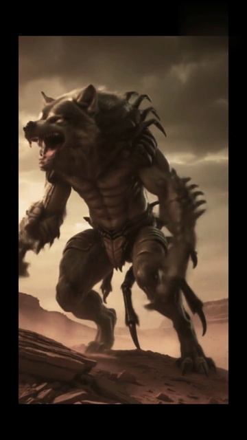 Гротескный волк в пустынной местности.