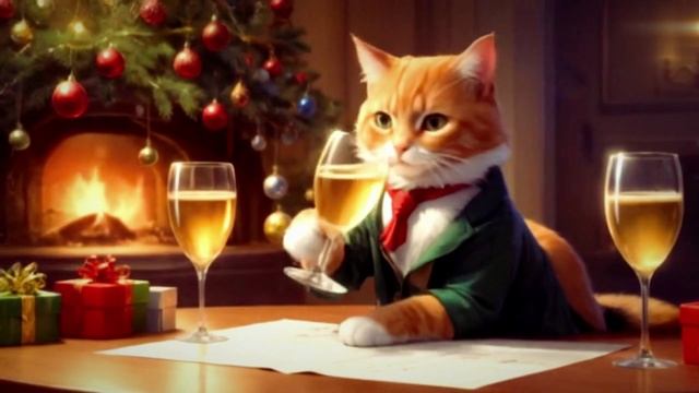 Кот в костюме пьет шампанское!!!