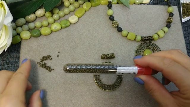 Чокер и браслет из ЛИЗАРДИТА  Комплект в ЭТНО СТИЛЕ  Украшения своими руками Архивное видео.  №71