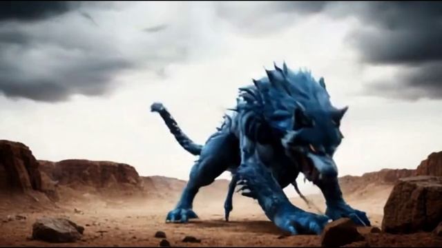 Зверь гибрид с волчьей головой.