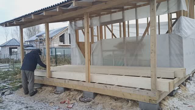 Пол На Террасе. Начало / Строю Мини Дом Tiny House 6 х 3