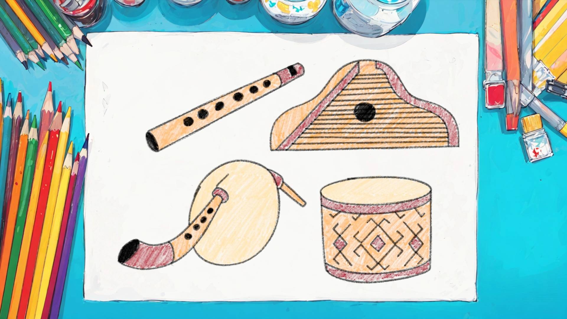 Как нарисовать марийский музыкальный инструмент / ШАЯН Рәссам: Мари халкының музыка уен кораллары