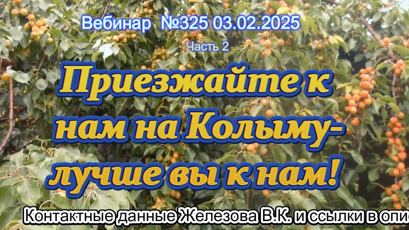 Железов Валерий. Вебинар 325. ч.2. Приезжайте к нам на Колыму-лучше вы к нам!