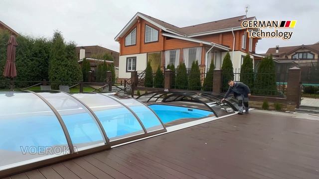 Павильон для бассейна модель FLAIR. Цвет коричневый. Прозрачный поликарбонат