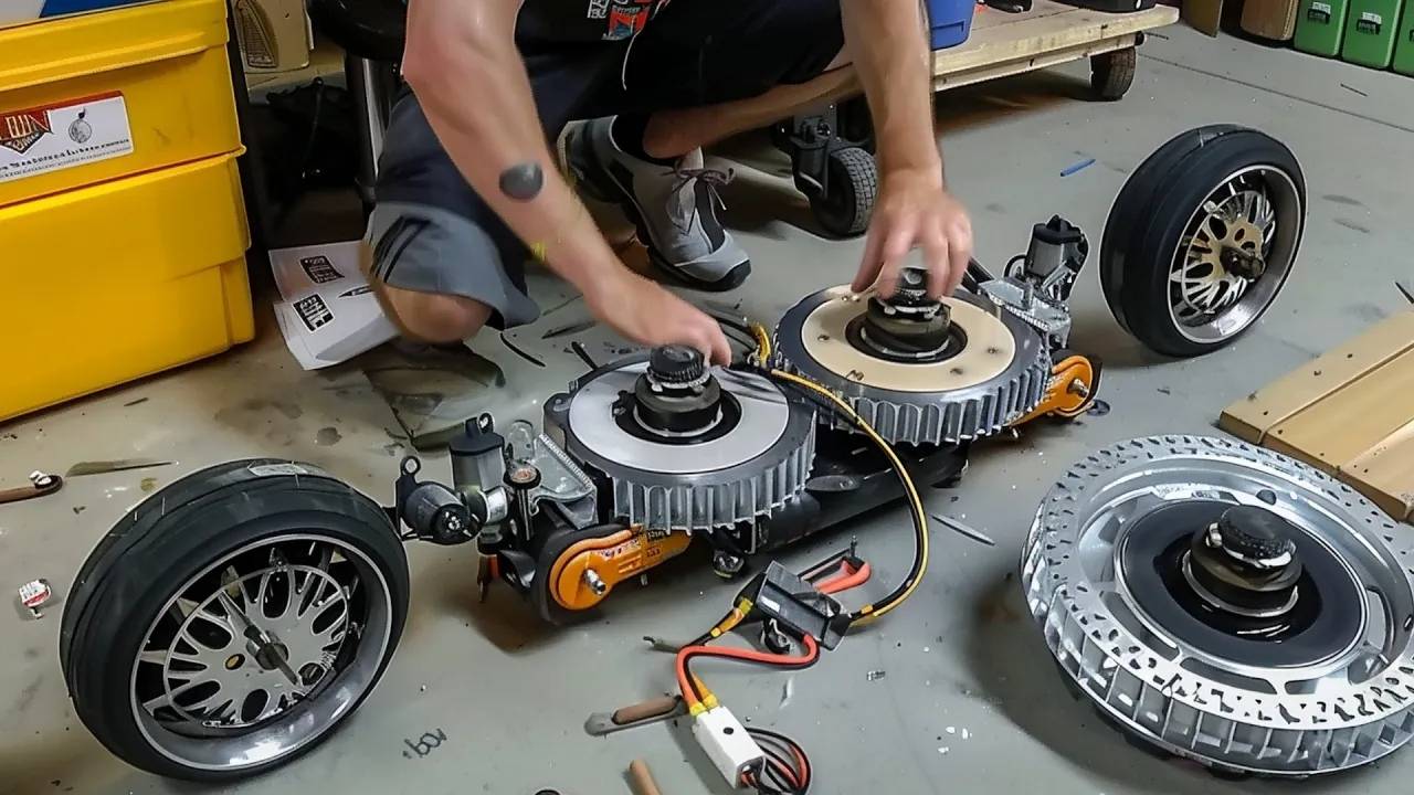 Мужчина построил мощный электрический скутер с толстыми шинами