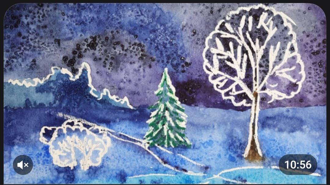 Зимний пейзаж в нетрадиционной технике