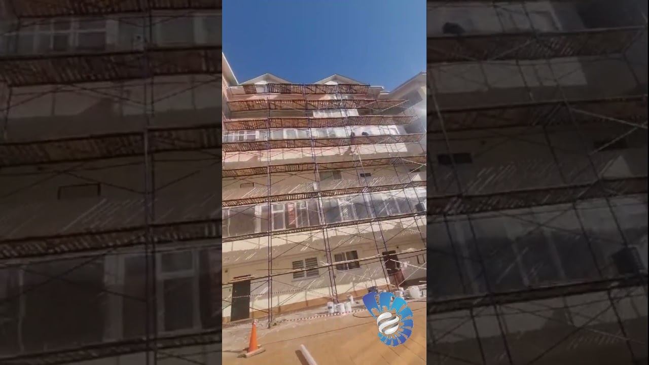 Покраска фасада Эластик Бетон, нежный персик #стройка #ремонт