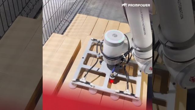 Паллетизация по две коробки роботом PROMPOWER R16