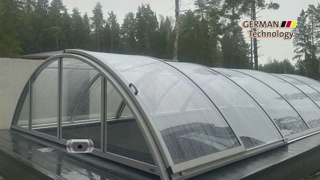 Павильон для бассейна Размеры 6,52х4,0х1,2м. Цвет Серебро. Прозрачный поликарбонат