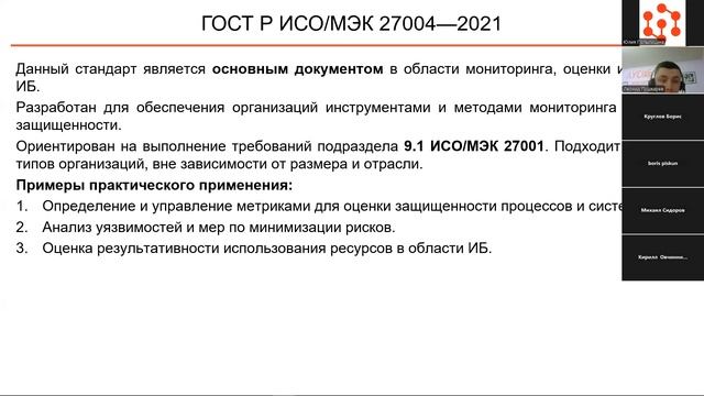 ГОСТ семейства 27000. ГОСТ Р ИСО_МЭК 27004 Мониторинг, анализ, оценка (Пушкарев Леонид, КИ20-01)